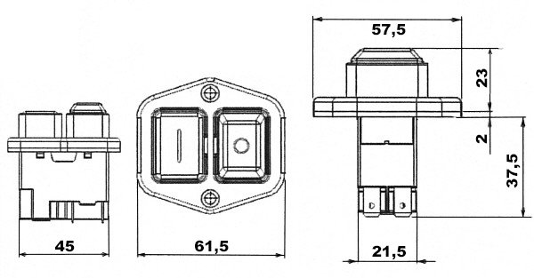 Schalter, Tastenschalter 2-polig TRIPUS