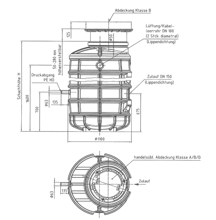 Doppel- Pumpenstation im Schacht für Wasserhaltung